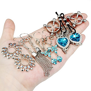 Ocptiy Fake Clamps Piercing Jewelry for Women Men Butterfly Fake belly Chain Cute Stainless Surgical Steel Faux Silver Bar Non-Piercing Clip On Dangle Body Piercing Jewelry for Women