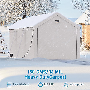 Carport Canopy 10x16 Heavy Duty, Carport Canopy, Portable Car Port Garage, Car Shelter All Weather, White