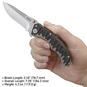 CRKT Drip Tighe EDC Folding Pocket Knife: Assisted Opening Everyday Carry, Satin Blade, Thumb Stud, Liner Lock, G10 Handle with Carbon Fiber Overlays, Pocket Clip 1190