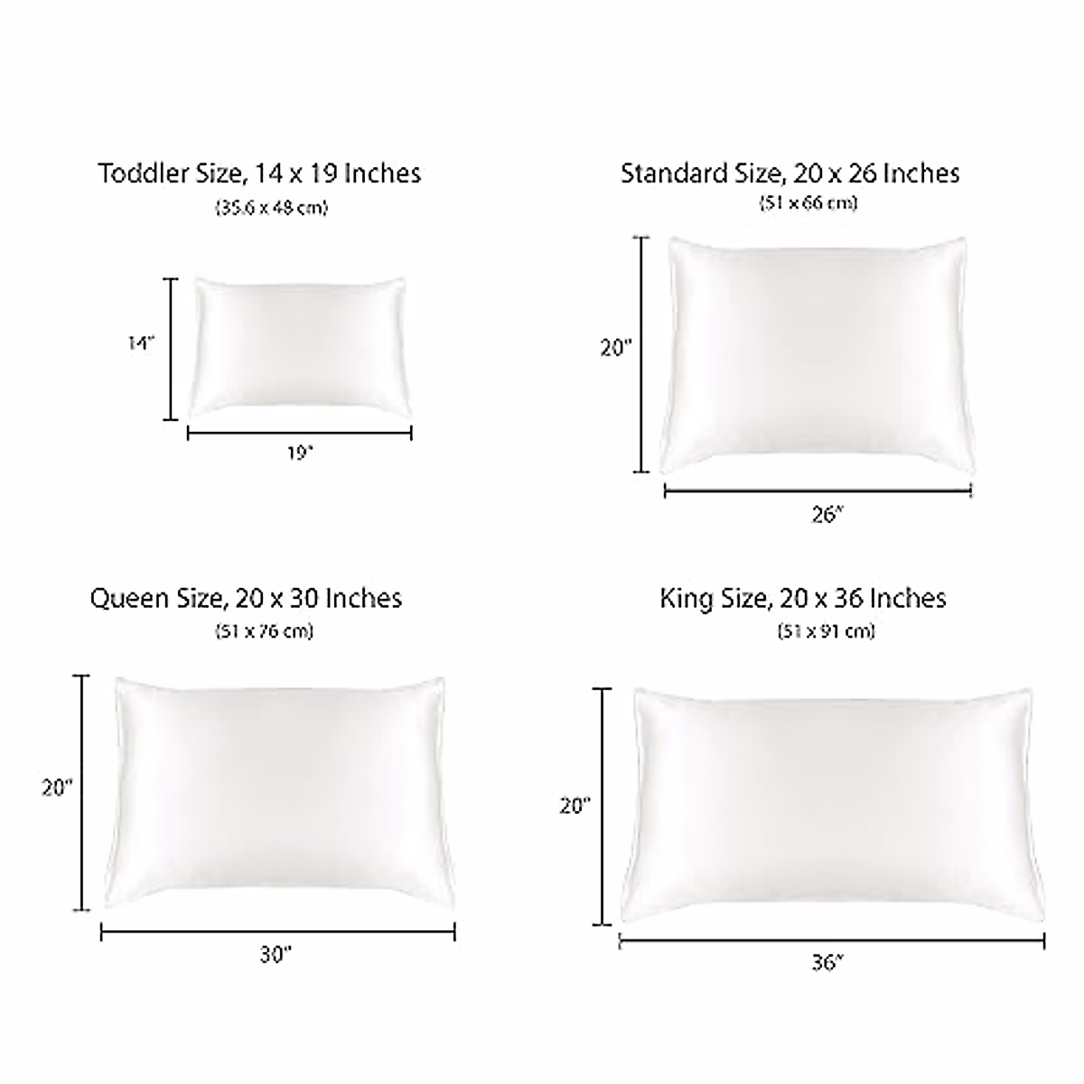 MYK Pure Natural Mulberry Silk Pillowcase, 19 Momme 600 Thread Count for Hair & Skin Care, Hypoallergenic and Cooling, Oeko-TEX, King Size, Undyed Ivory White