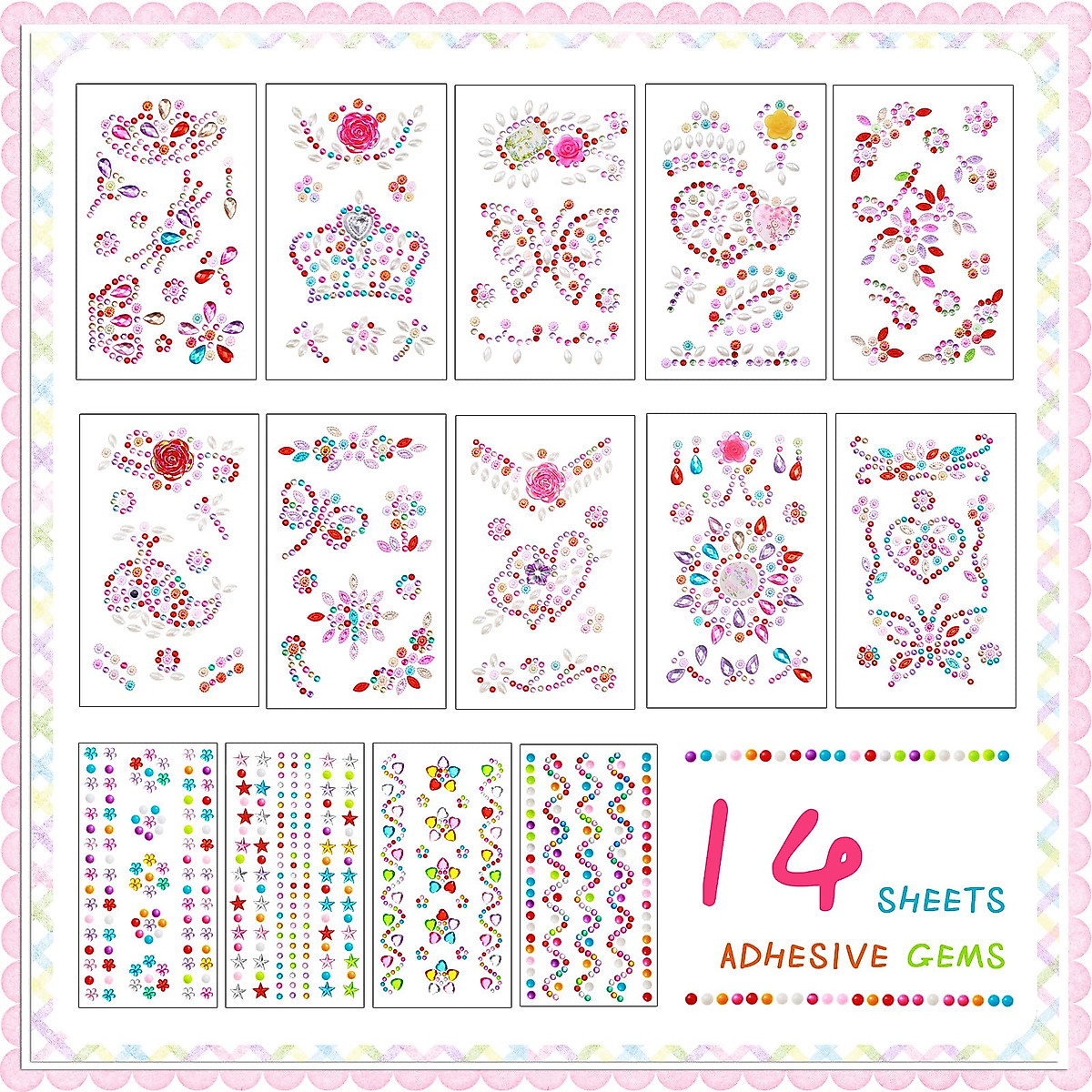 JenPen 2 Pcs Decorate Your Own Baseball Cap with 14 Sheets Adhesive Gems Stickers Rhinestone Glitter Gem Stickers with Unicorn Tote Bag, Funny Creative DIY Arts Crafts Activity for Kids Girls Toys