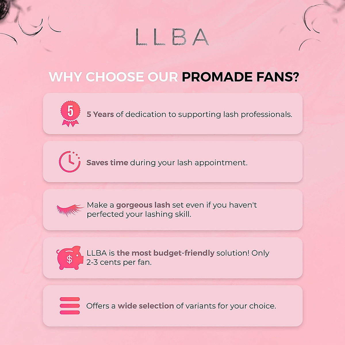 LLBA Promade Mix 750 Fans | Handmade Volume Eyelashes | Multi Selections From 5D To 12D | C CC D Curl | Thickness 0.03~0.1 mm | 9-18mm Length | Long Lasting | Easy Application 10D-0.03 D 11-12-13mm