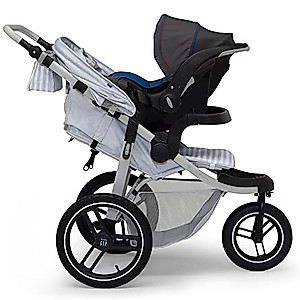 babyGap by Delta Children Trek Jogging Stroller - Greenguard Gold Certified - Car Seat Compatible - Lightweight, Extendable Canopy & Reclining Seat - Made with Sustainable Materials, Grey Stripes