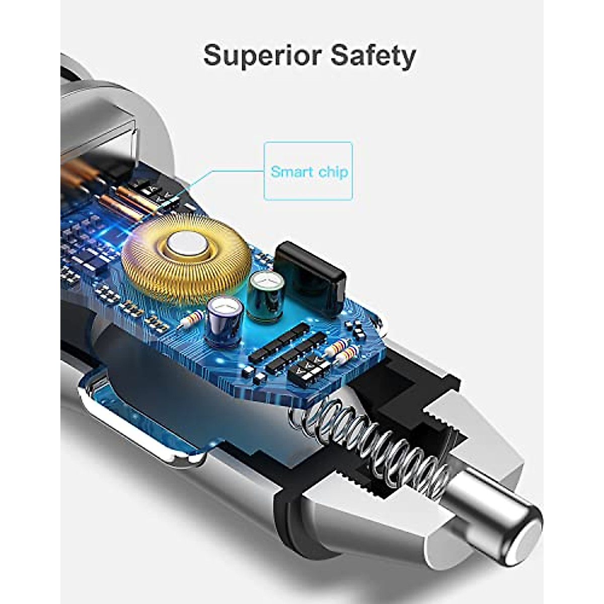 [Pure Copper] USB C Car Charger, SUPERONE 45W Dual USB Car Charger Adapter with 27W/20W PD Port, Fast QC3.0 LED Voltmeter for iPhone 14 13 Max/Pro/Plus/Mini, Pixel 7/6/5, Samsung S22/21 More