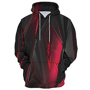 Fall Clothes, Hoodies For Men Pullover Long Sleeve Unisex Hooded Sweatshirts Solid Color Block Hoodies Mens Graphic Purple And Black Hoodies Devil Mgk Trendy Hoodies (4XL, Red)