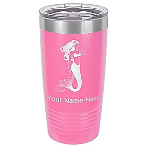 LaserGram 20oz Vacuum Insulated Tumbler Mug, Mermaid, Personalized Engraving Included (Pink)
