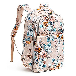 Vera Bradley Women's Performance Twill Travel Backpack Travel Bag, Peach Blossom Bouquet, One Size