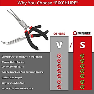 6 Inch Long Needle Nose Pliers Set 2 PCs – Heavy Duty Carbon Steel, Insulated, Non-Serrated, Long Nose Pliers with PVC Coating & Rust Proof Finish for Long Reach