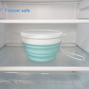 CARTINTS Collapsible Bowls With Lids Silicone Food Storage Containers Collapsible Camping Bowls Silicone Lunch Containers, Ideal for Travel and Camping, 32oz/950ml(Blue)