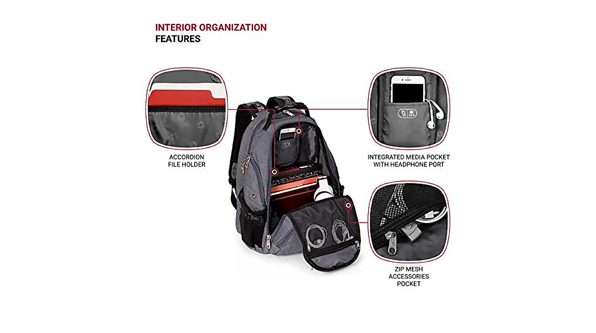 SwissGear 1900 TSA Laptop Backpack - Comfortable, Organized & Durable