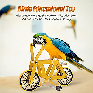 balacoo Bird Toys Parrot Training Playthings Mini Bicycle Bike Funny Bird Intelligence Toy Supplies for Parakeet Macaws Conures Yellow 15. 5x10x12. 5cm Conure Toys