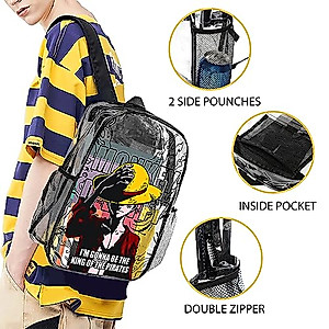 URYLVUG Japanese Anime Clear Backpack, Cosplay PVC Daypack, Heavy Duty See Through Shoulder Bag for Work, Transparent Plastic Bag for Boys Girls-L