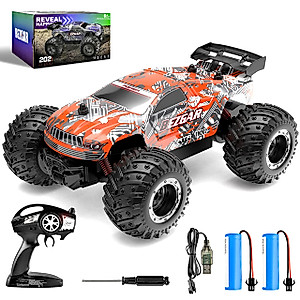 BEZGAR TM202 Toy Grade 1:20 Scale Remote Control Car,2WD Top Speed 15 Km/h Electric Toy Off Road 2.4GHz RC Monster Vehicle Truck Crawler with 2 Rechargeable Batteries for Boys Kids and Adults