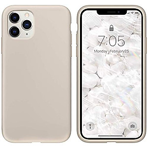 IceSword iPhone 11 Pro Max Case Stone, Thin Liquid Silicone Case, Soft Silk Microfiber Cloth, Matte Beige, Tan, Creamy, Gel Rubber Full Body, Cool Protective Shockproof Cover 6.5" iP11PM - Stone