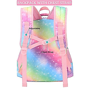JIANYA Backpack for Girls Kids Backpack with Lunch Box Lightweight Rainbow Preschool Kindergarten Girl Bookbag School Bag
