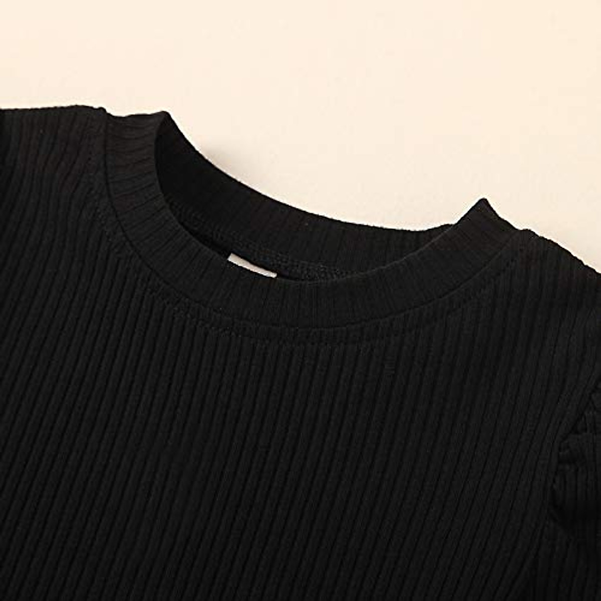 Daitu Newborn Baby Girl Outfits Long Sleeve Solid Sweater Tops + Button Mini Skirt 2-Piece Clothes Set (Black, 7-8 Years)