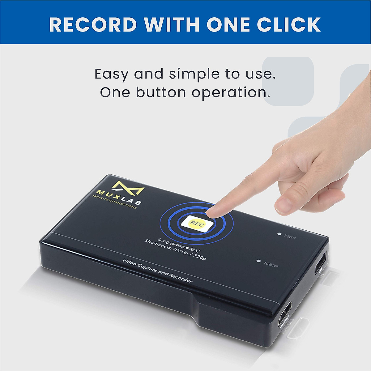 MuxLab Video Capture Recorder Device | HDMI to USB Recorder | Capture Video 1080P 60FPS | Save 1080P 30FPS | for PC, Game Consoles, TV Set Top Boxes | No Driver Required | Portable Game Recorder