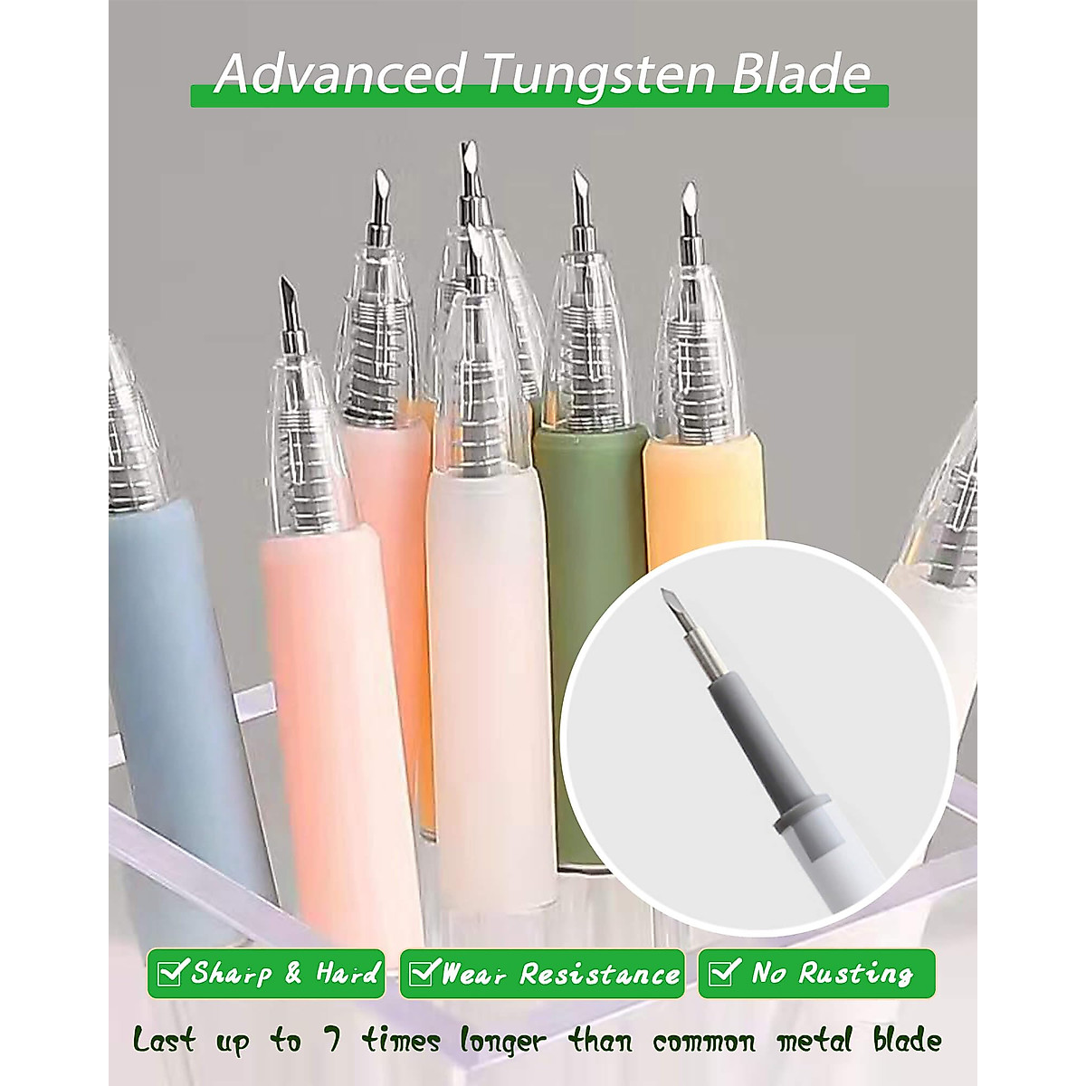 Oythiem Pen Knife Craft Cutting Tools - Craft Knife, Paper Pen Cutter Knife, Precision Paper Cutter Pen Student Utility Knife Pen with Refillable Tungsten Steel Cutter Head Refill, 12 PACK