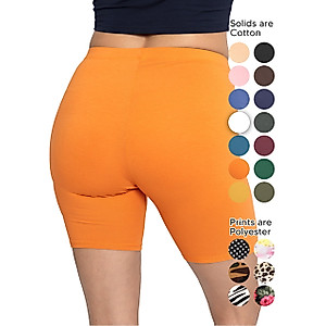 STRETCH IS COMFORT Women's Cotton Biker Shorts Orange Large