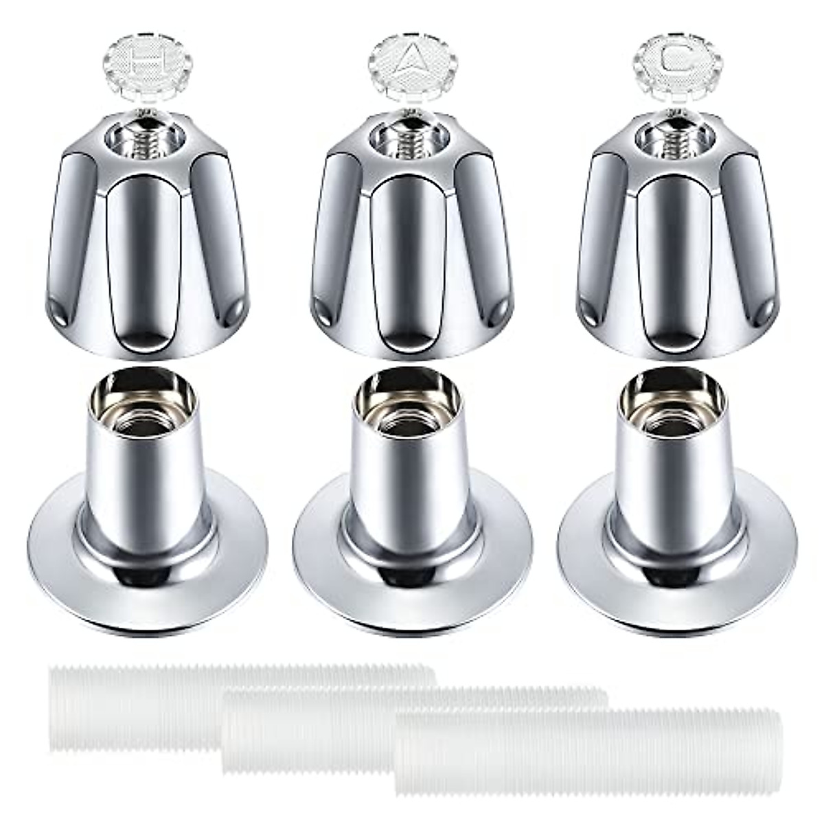 Enhon Faucet Repair Kit Compatible with Price Verve 3 Handle Tub Shower Faucet, 3-Handle Shower Hot/Cold/Diverter Knob Replacement for Remodeling Trim (Chrome)