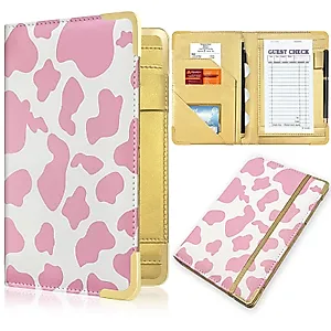 YeeCASE Server Book, Painted Server Books for Waitress, Durable Leather Waitess Book with Zipper Pocket,Server Manual Checkbook Fits Server Apron