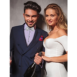 2 Pieces Rhinestone Bow Ties Banquet Bowties Men's Pre-tied Bow Ties for Wedding and Parties (Silver)