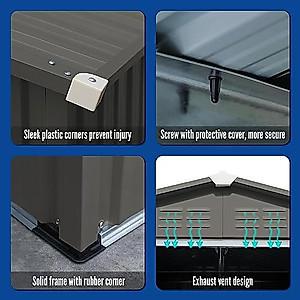 MIRAFIT 6x4 Ft Storage Shed, Galvanized Steel Sheds & Outdoor Storage Cabinet with Sliding Door, Garden Metal Shed for Tool, Bike, Lawn Mower, Backyard, Patio, Olive Gray