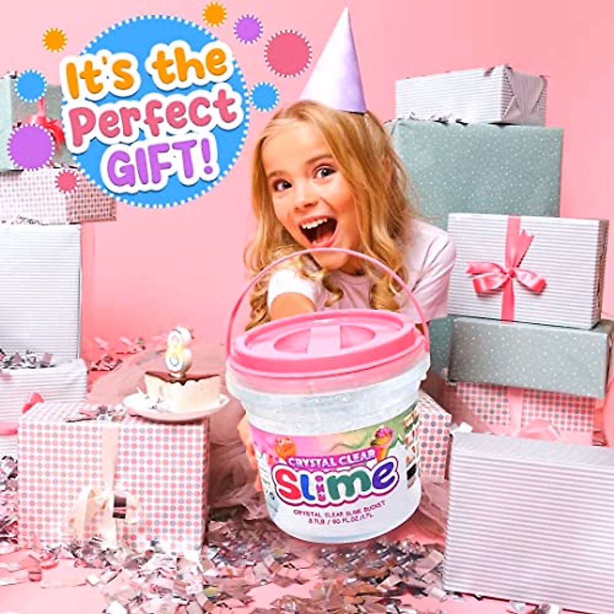 60 FL OZ Clear Slime Kit for Girls: Big Slime Bucket for Kids, Premade Crystal Slime with 35 Pack Slime Accessories, Birthday Gifts for Girls 6-12, Fun DIY Slime, Party Favors Slime Toys