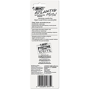 BIC Atlantis Metal Medium Ballpoint Pen (1.2mm) 2-Pack Blister, Black (VCGMTP21)