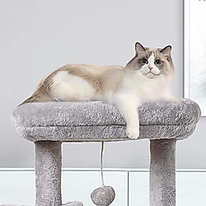 MIAO PAW 10Grey Cute Cat Tree Tower for Indoor Cats - Condo with Sisal Scratching Posts，Jump Platform Cat Furniture Activity Center Play House Bed