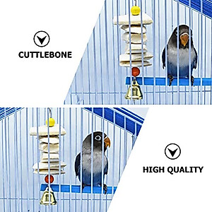 TEHAUX Cuttlebone Toys for Birds- 2 Pack Parrot Toys Chewing Bird Toy Cuttlebone Beak Grinding Cage Hanging Bell Toys for African Greys Amazon Conure Eclectus Budgies Parakeet Cockatiel, 2 Pack