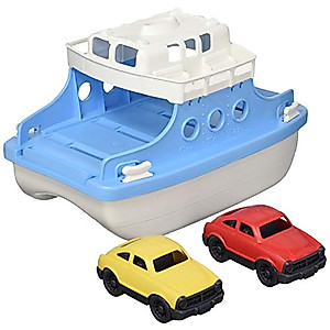 Green Toys Ferry Boat, Blue/White CB - Pretend Play, Motor Skills, Kids Bath Toy Floating Vehicle. No BPA, phthalates, PVC. Dishwasher Safe, Recycled Plastic, Made in USA.