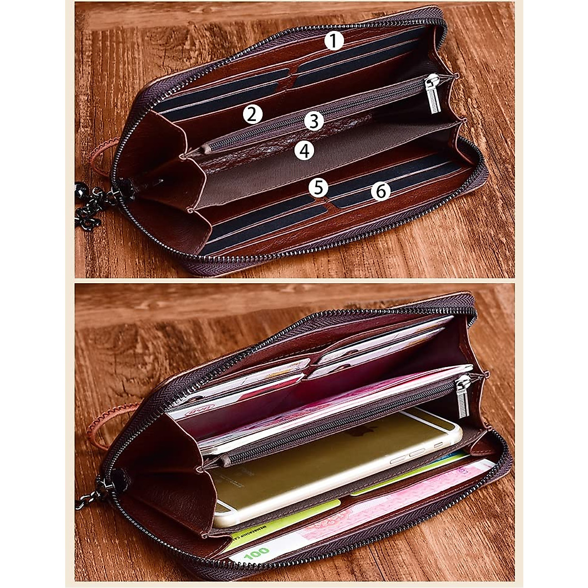 LMKIDS Retro Genuine Leather Wallets for Women Embossed Women's Purse Ladies Clutch Purse with Tassel (Style 11)