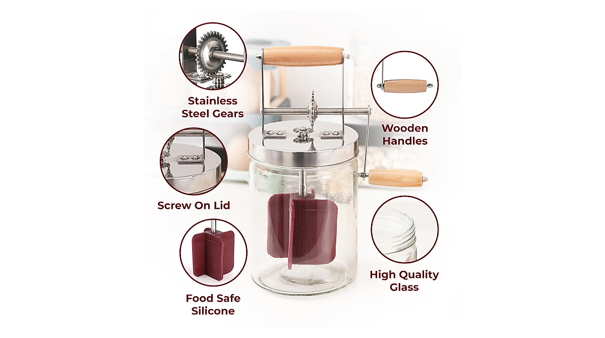 Dazey Butter Churn Hand Crank Butter Maker with Paddles & Cheese Cloth