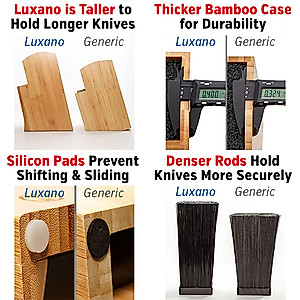 Universal Knife Block Without Knives - Kitchen Knife Holder for Kitchen Counter - Extra Large Bamboo Knife Block Holder