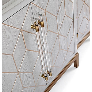 Bassett Mirror Company 2430-DR-576EC Perrine Server Oyster White, Satin Brass, 68" L x 19" W x 36" H