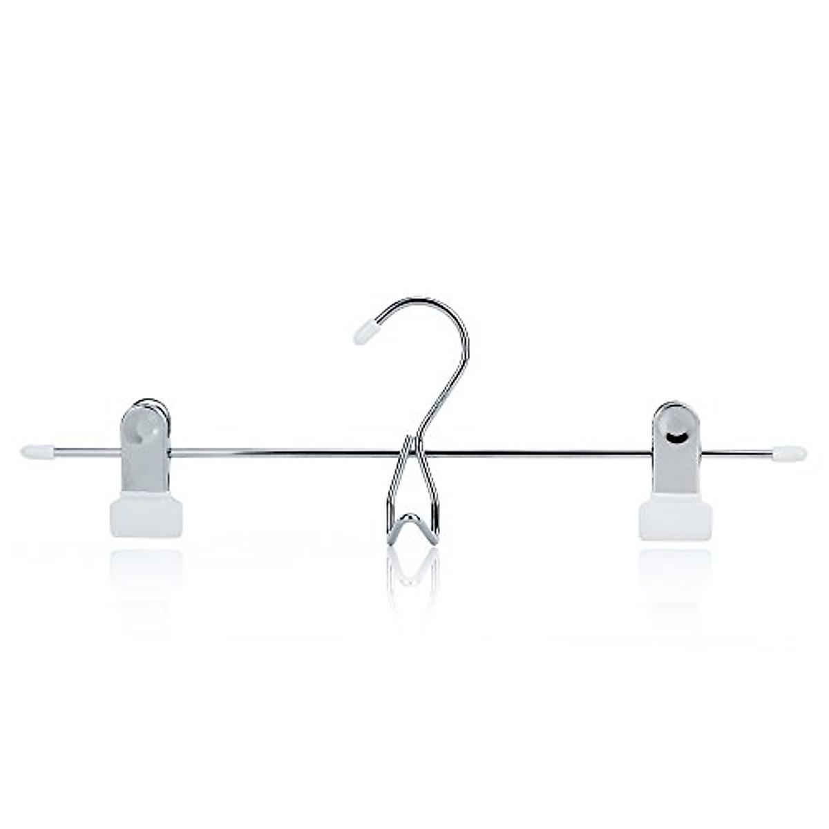 HANGERWORLD 12 Chrome 13.4inch Metal Pants Skirt Adjustable White Non Slip Clip Coat Clothes Garment Hangers with Accessory Hook