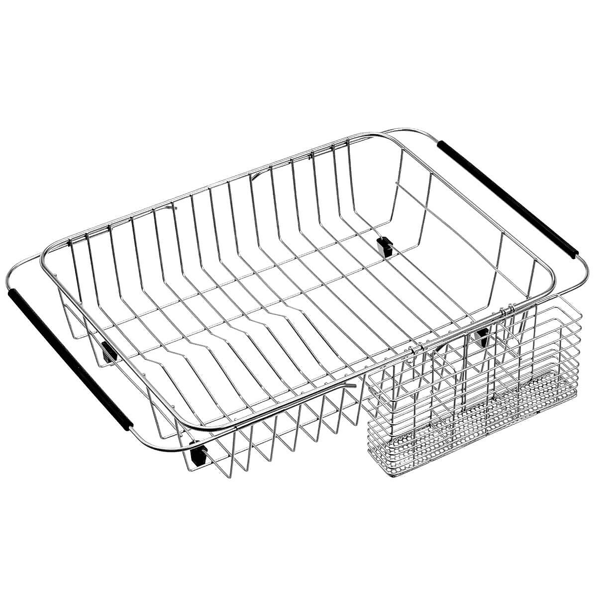 ARCCI Expandable Dish Drying Rack Over The Sink, Large Capacity Sink Dish Rack Drainer Plate Organizer Shelf with Removable Utensil Holder, Dish Drainer Rack for Kitchen Counter, Inside Sink