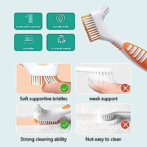 Denture Toothbrush Set, Portable Dual Head Denture Brush with Cover Case, Denture Cleaning Tool Set for Travel, Home and Camping, Dental Cleaning Brush Set for Denture Care False Teeth Cleaner Tool