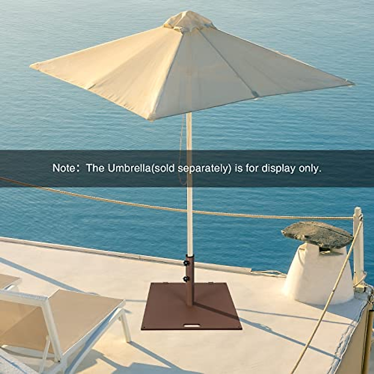Tangkula 50 LBS Patio Umbrella Stand, Heavy Duty Umbrella Stand w/Wheels & Handle, Fits for 1.6’’-1.9’’ Umbrella Pole, Outdoor Square Umbrella Base for Deck, Pool, Garden, Backyard (Bronze)