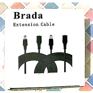 Brada 25ft 2 Pack 12 Volt Power Extension Cord,5.5mmx2.1mm DC Power Adapter Extension Cable,Extension Power Cable for CCTV Security Camera,Indoor Wireless IP Camera,Standalone DVR,Black