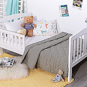 NTBAY Down Alternative Toddler Comforter, Lightweight and Warm Solid Color Baby Crib Quilted Blanket, 39x47 inches, Smoke Grey