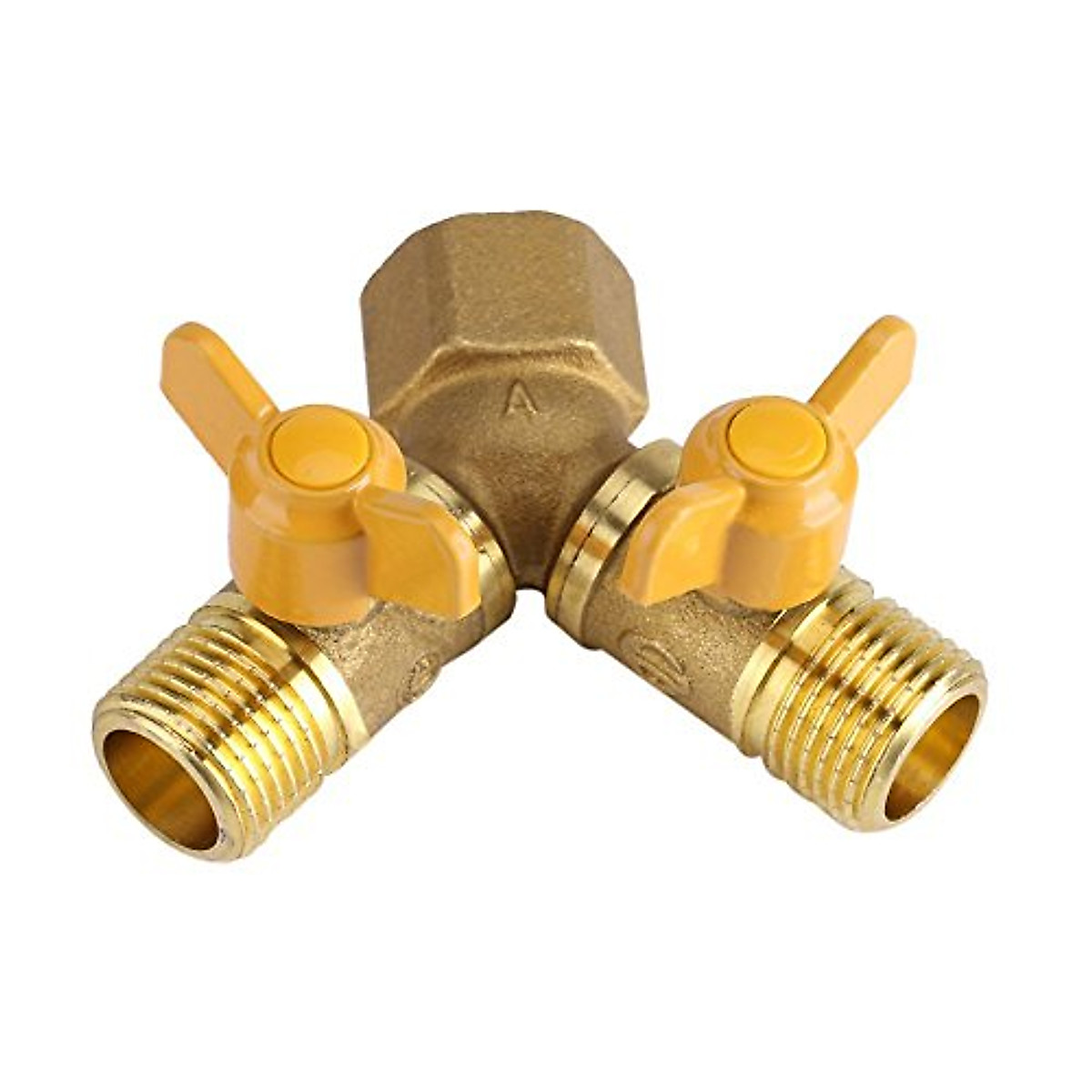 Yosoo 2 Way Brass Double Tap Adapter Garden Hose Connector Splitter G1/2 inch Outside Garden Irrigation Tap Adaptor and Hose Dual Faucet Connector