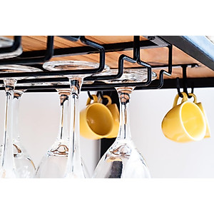 Set of 1 Wine Glass Holder and 1 Drying Mug Hook - Wine Glass Rack for Easy Storage and Organization - Stylish and Sturdy Wine Glass Rack Under Cabinet - Enjoy Your Wine Glass Hooks!