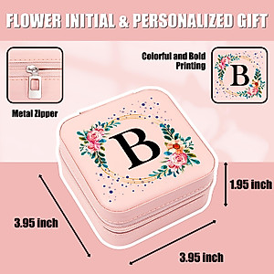 Buouforau Birthday Travel Jewelry Case Gifts for Women, Bestie, Small Jewelry Box Gifts for Bff, Birthday Gifts for Female Friends, Personalizedl Mini Jewelry Box Gifts -Initial B