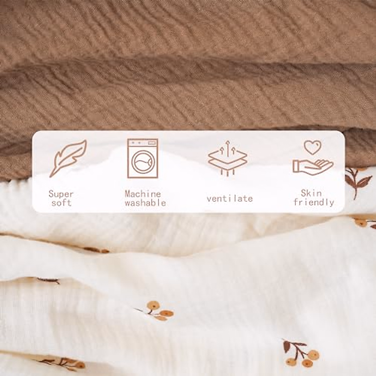 Konssy 2 Pack Muslin Changing Pad Cover for Baby Girls Boys 100% Cotton Fitted Diaper Changing Table Cover Set, Soft Changing Pad Sheets (Brown, Berry)