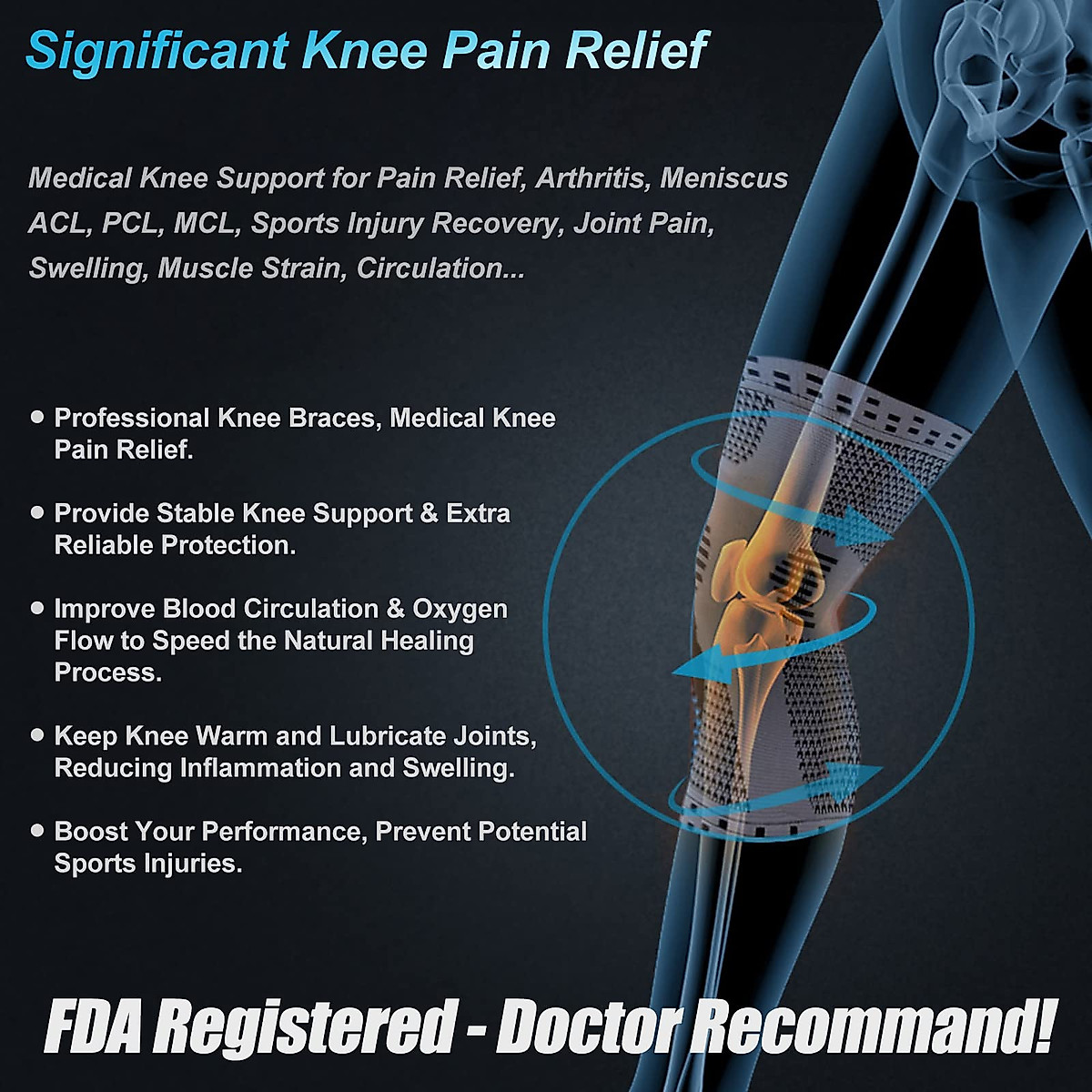 NEENCA Professional Knee Brace for Pain Relief, Medical Knee Support with Patella Pad & Side Stabilizers, Compression Knee Sleeve for Meniscus Tear, ACL, Joint Pain, Runner, Workout - FSA/HSA APPROVED