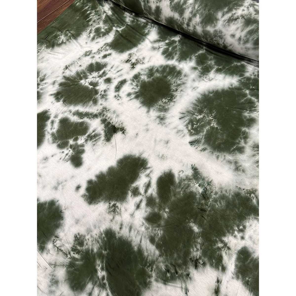 Tie Dye Jersey Knit Fabric by The Yard - 4 Way Stretch - Stretch Material for Sewing - Polyester-Cotton Stretch Fabric by The Yard - 58 Inch Width (Hunter Green and White)