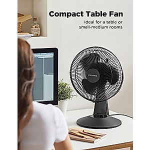 PELONIS Table Fan 12-Inch Oscillating Table Fan Small Portable Electric Plug-In Desk Fan 3-Speeds Adjustable Tilt Head for Bedroom and Office Black