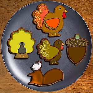 Thanksgiving Cookie Cutters Set – Pumpkin, Football, Turkey, Maple Leaf, Oak Leaf, Squirrel, Acorn - 10Pce Fall Holiday Cookie Cutters - Large Cookie Cutters for Fall Thanksgiving Party (Gift Package)